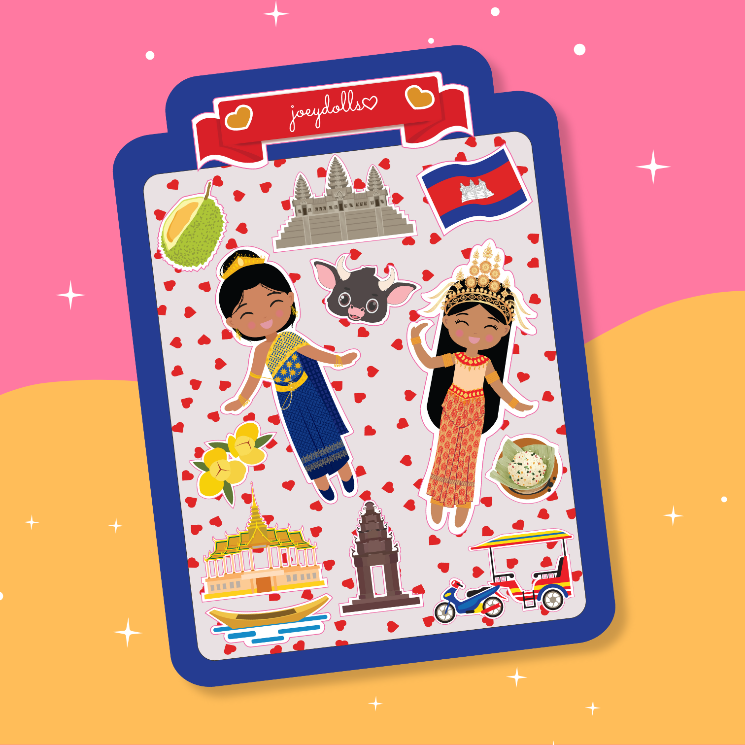 Cambodian Cultural Sticker Sheet – Fun Heritage Stickers – Joeydolls