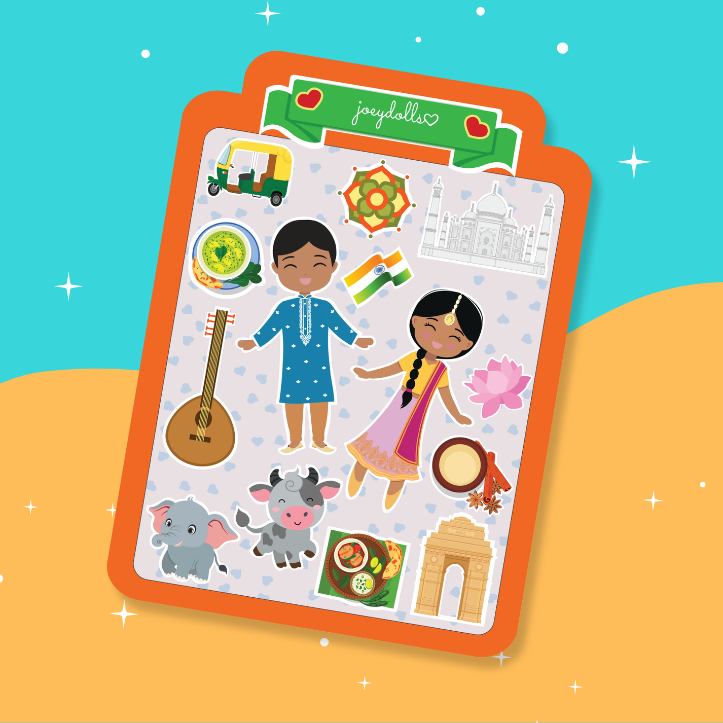 Indian Cultural Sticker Sheet – Fun Heritage Stickers – Joeydolls