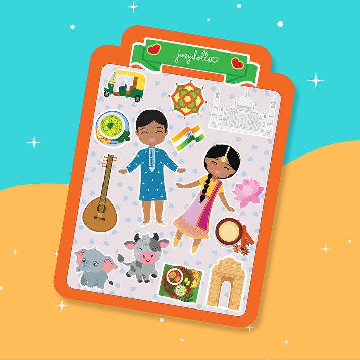 Indian Cultural Sticker Sheet – Fun Heritage Stickers – Joeydolls