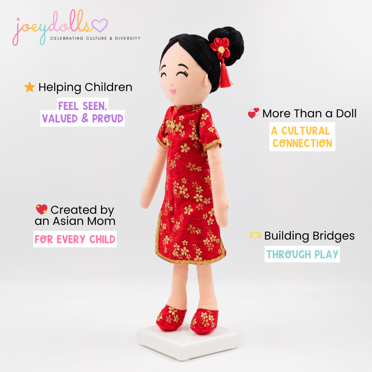 Chinese Doll Mei – 18" Plush Qipao Cultural Toy – Joeydolls