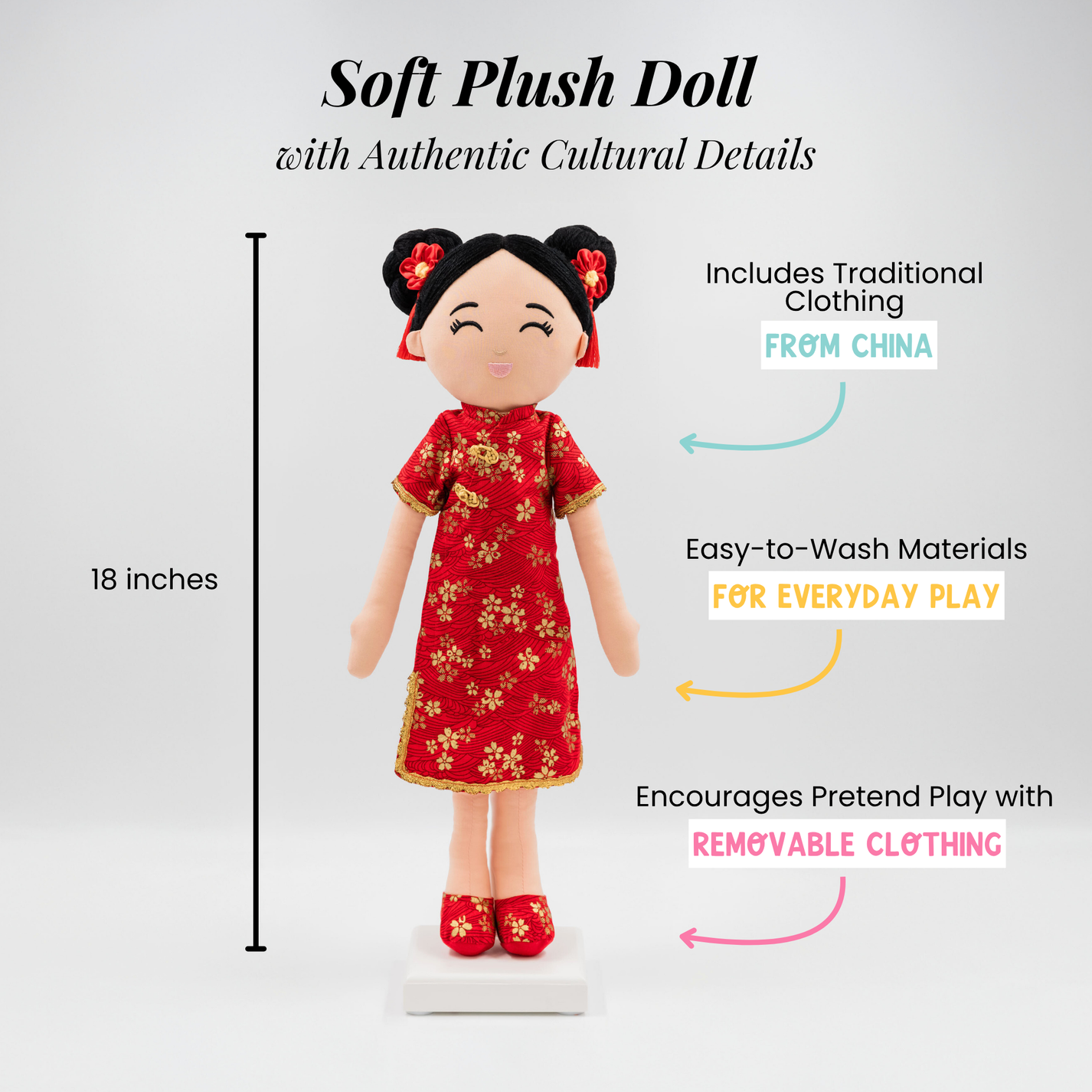 Chinese Doll Mei – 18" Plush Qipao Cultural Toy – Joeydolls