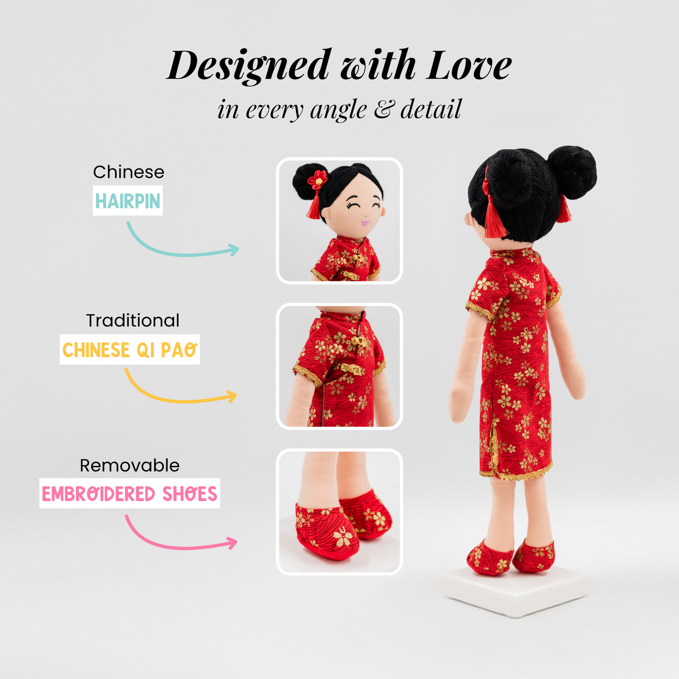 Chinese Doll Mei – 18" Plush Qipao Cultural Toy – Joeydolls