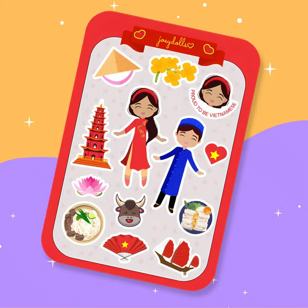 Vietnamese Cultural Sticker Sheet – Fun Heritage Stickers – Joeydolls